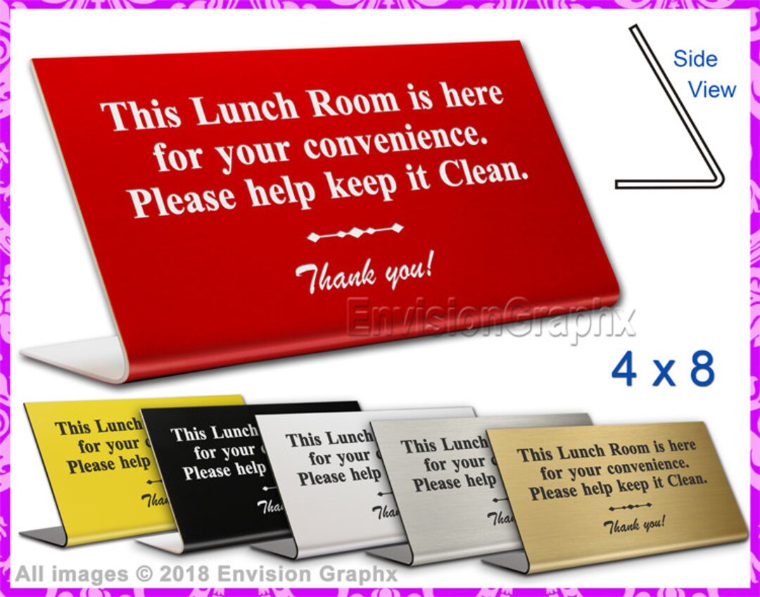 4x8 Engraved Plastic Professional Office Table Desk Sign - Lunch Room ...