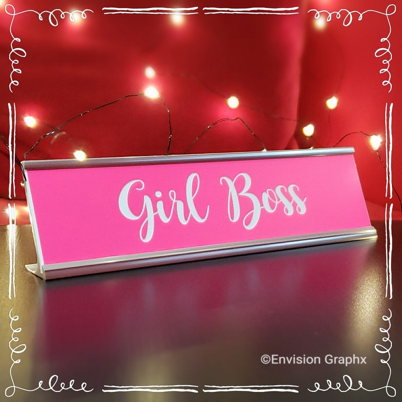 2x8 HOT PINK Desk Name Plate ~ Girl Boss ~ Inspiration ~ Empowering ...