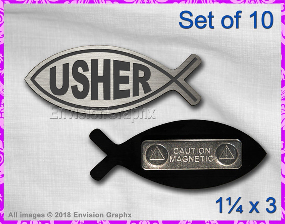 Set of 10 Engraved USHER Church Name Badges W/ Magnet in Jesus - Etsy