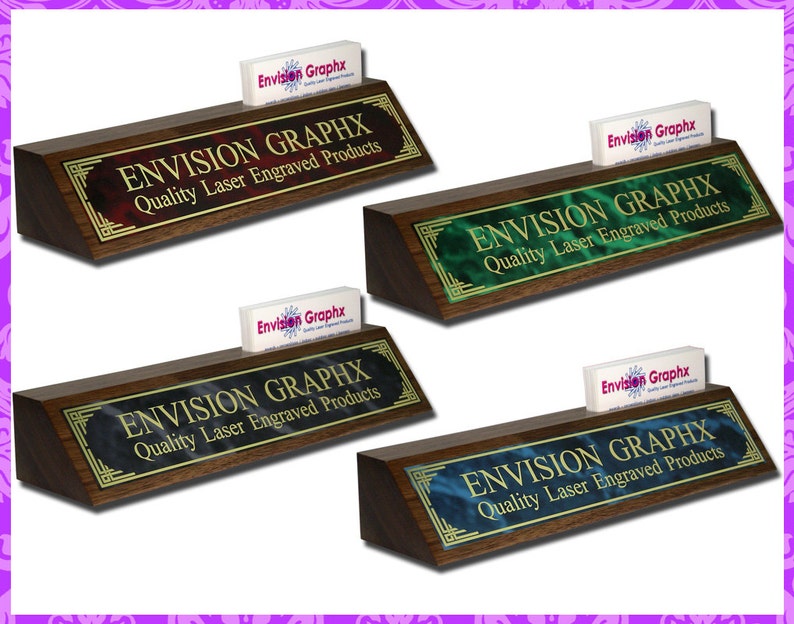 Personalized Custom Engraved Walnut Brass Desk Name Plate With Card ...