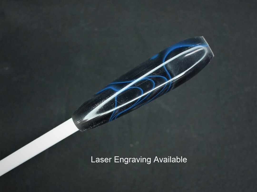 Music Conductor Baton: Dark Gray With Blue Swirl Acrylic Plus Gift Box ...