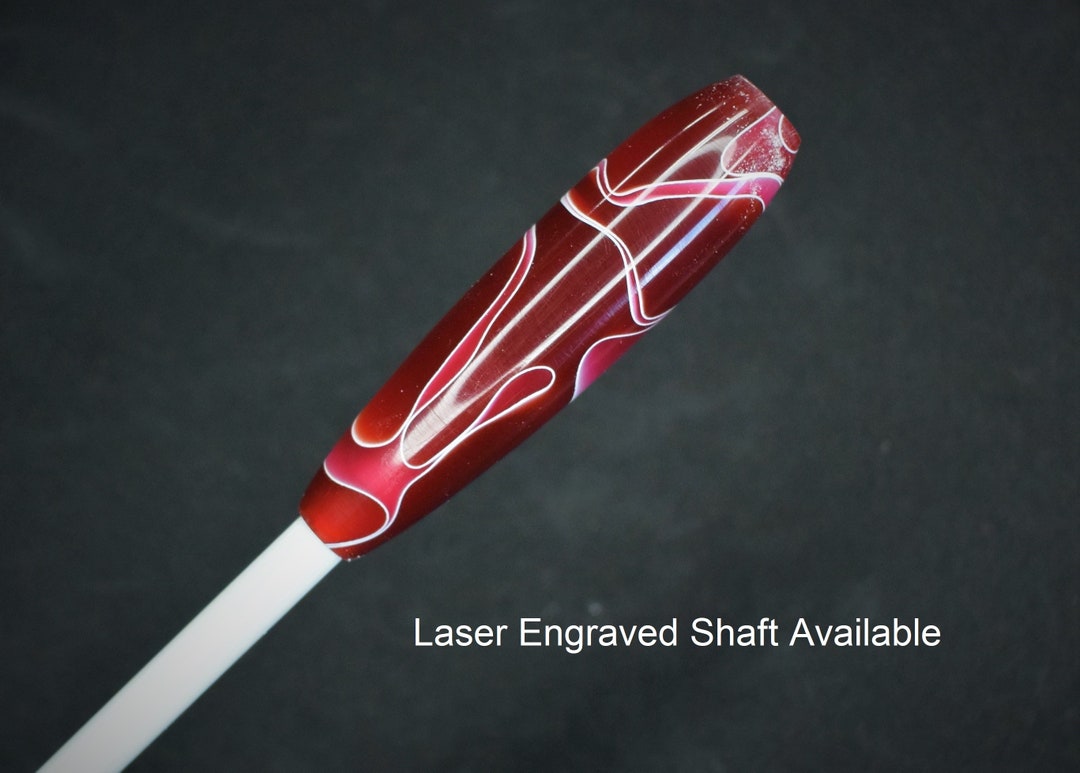 Personalized Music Conductor Baton: Deep Red With White Swirl Acrylic ...
