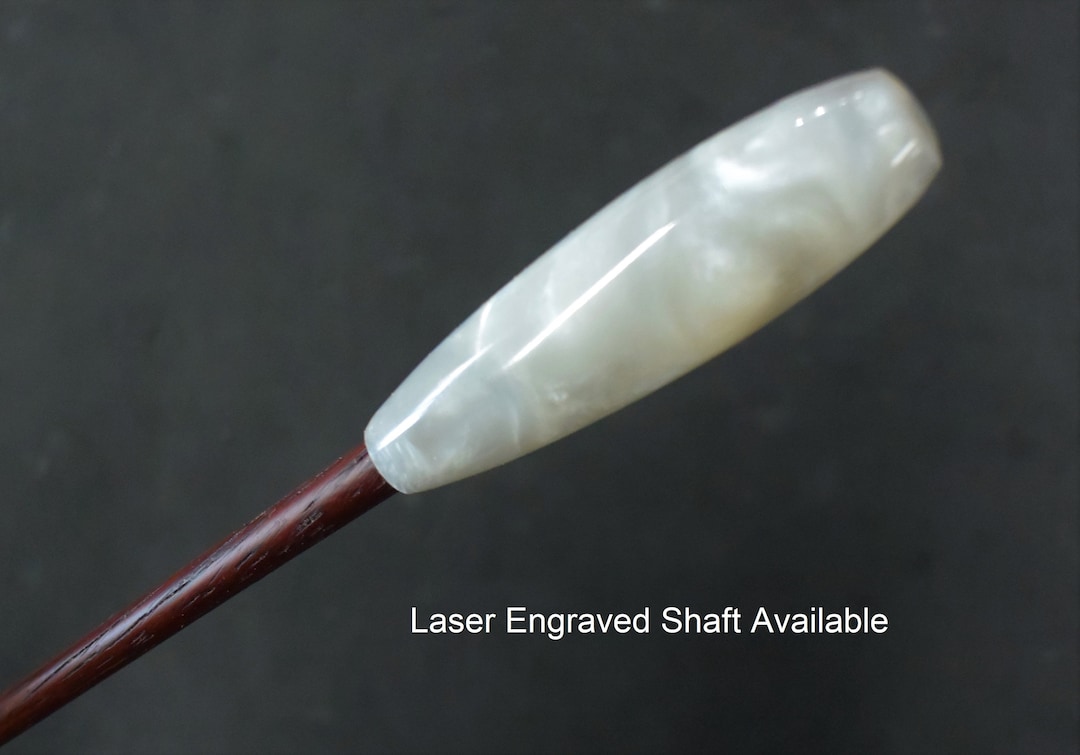 Personalized Music Conductor Baton: Pearlescent White Swirl Acrylic and ...