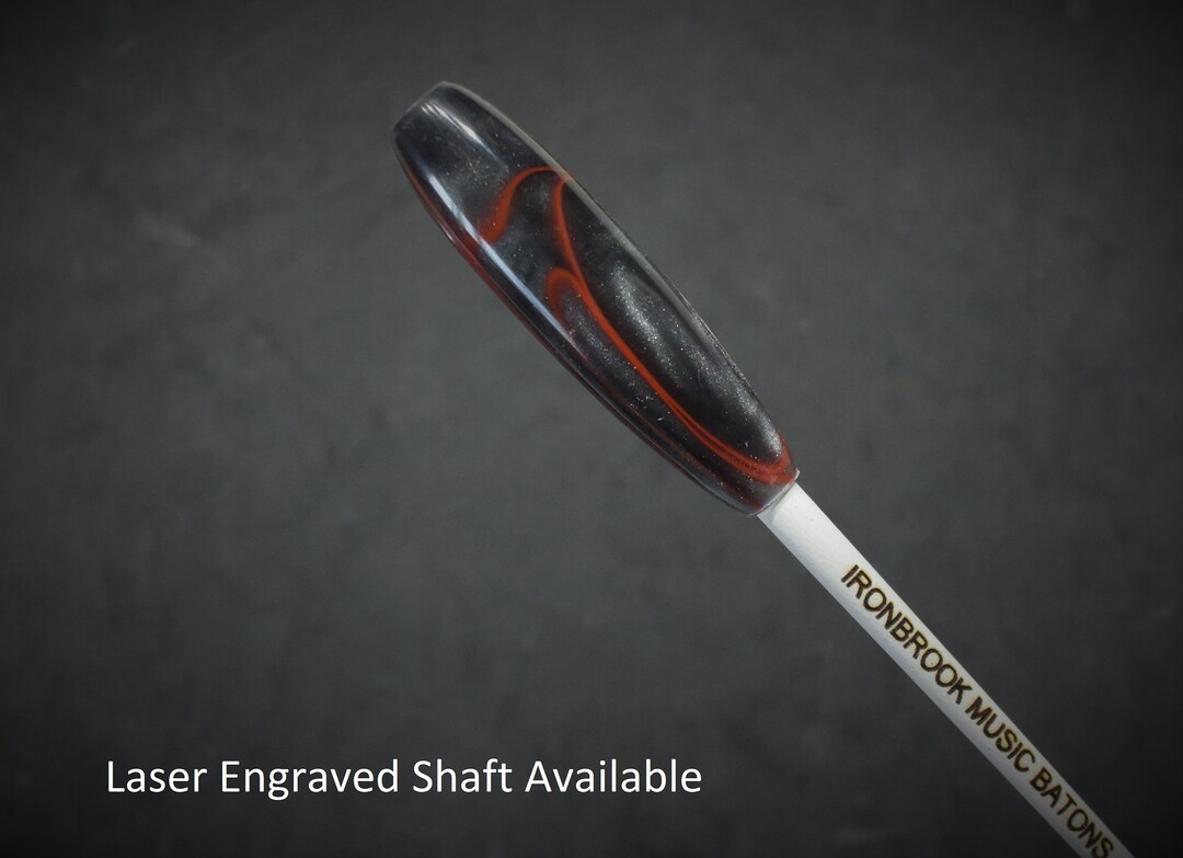 Personalized Music Conductor Baton: Scarlet and Dark Gray Swirl Acrylic ...