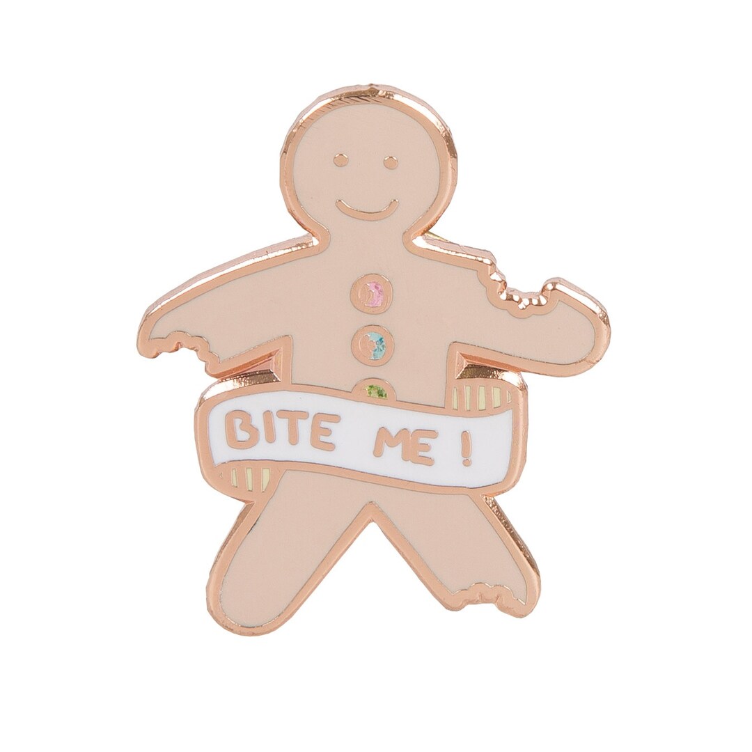 BITE ME - Gingerbread Man Enamel Pin - Etsy
