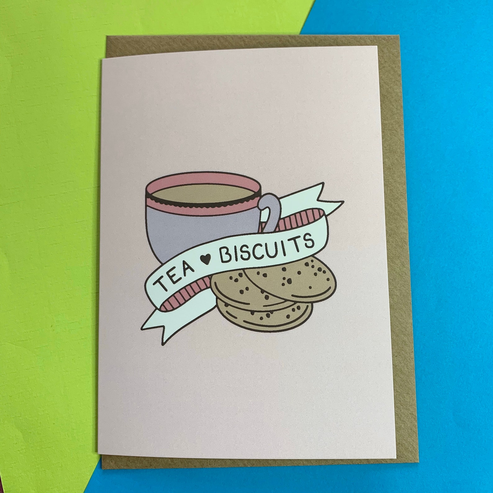 Tea and Biscuits card birthday thank you blank | Etsy