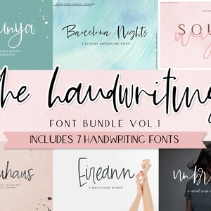 The Handwriting Font Bundle - Cricut Fonts - Cursive Font - Script Font - Handlettered Font ...