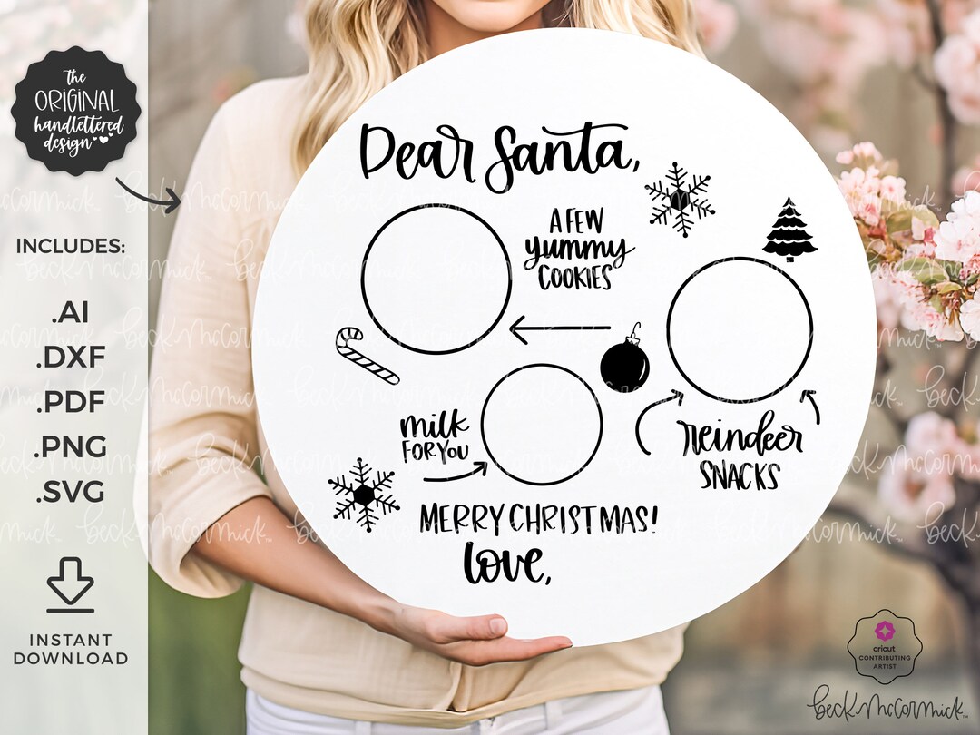 Santa's Cookie Tray SVG Silhouette Cut File Instant Download Cricut ...