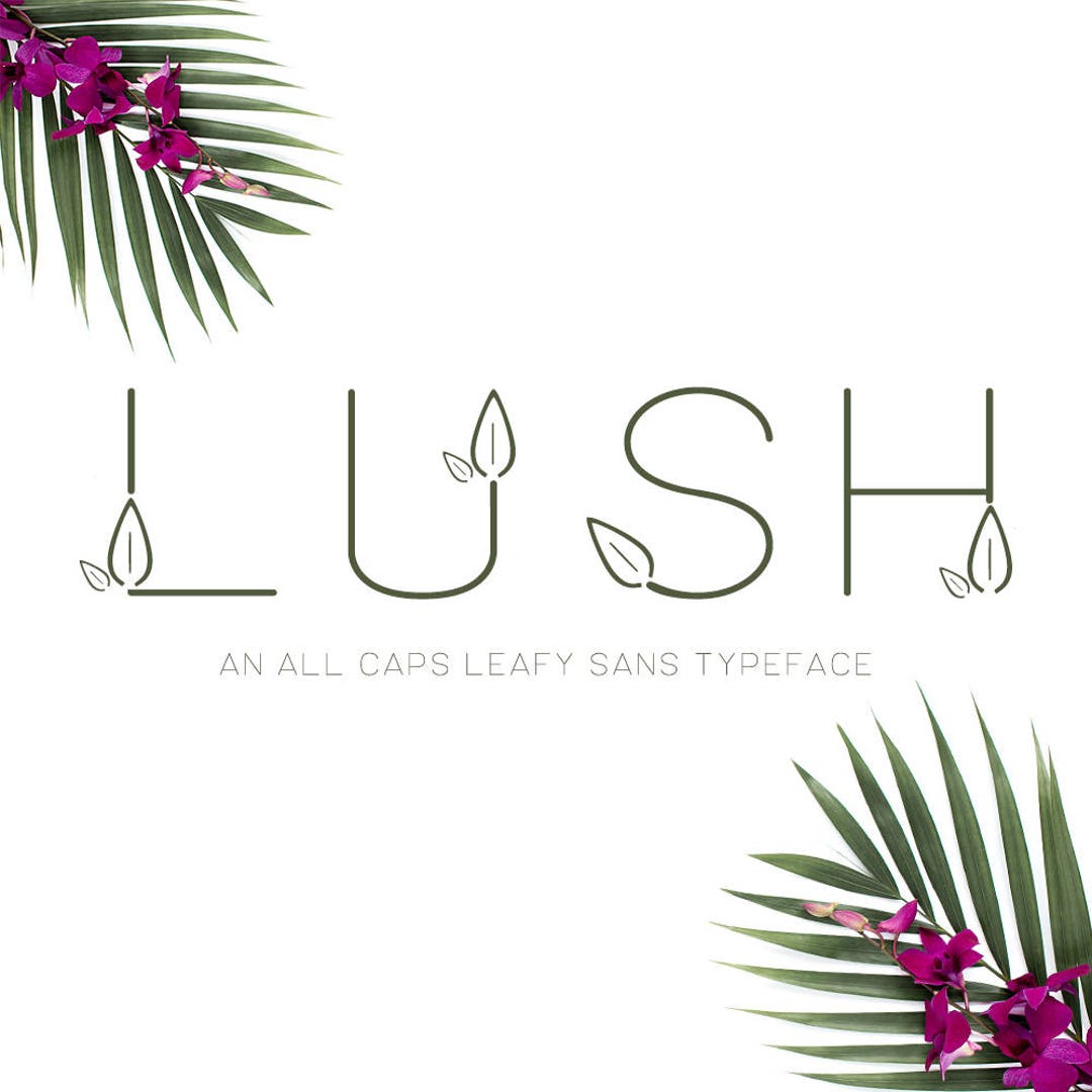 Lush Sans Font - Sans Serif Font, Font With Leaves, Ornamental Font ...