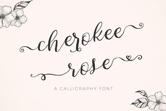 Cherokee Rose Font Modern Calligraphy Handwritten Script | Etsy