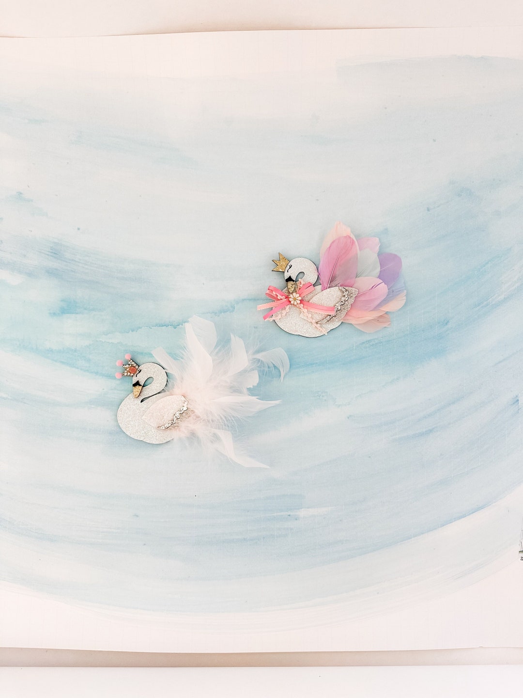 Swan Lake Hand-curled Feather Glitter Swan Hair Clip - Etsy