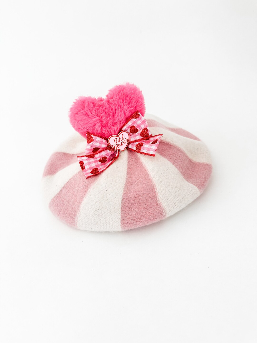 Candy Stripe Beret Valentines Hat - Etsy