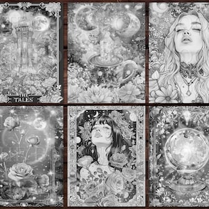 50 Tarot Deck Spiritual Coloring Page Book, Adults + Kids Instant ...