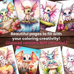 30 Baby Spring Dragon Fantasy Coloring Page Book, Adults + Kids ...