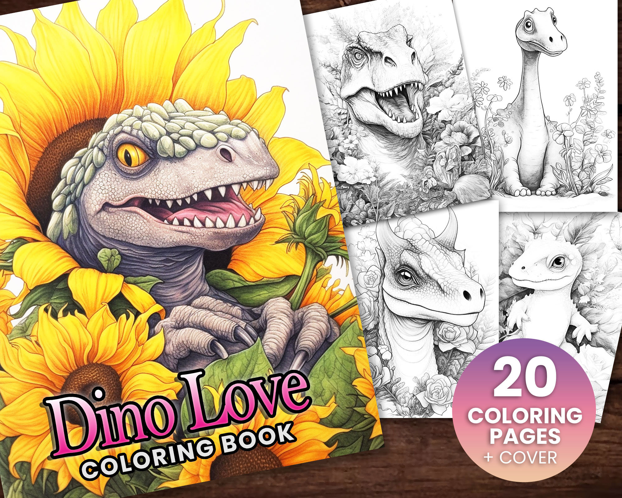 Dinosaur Love Coloring Pages