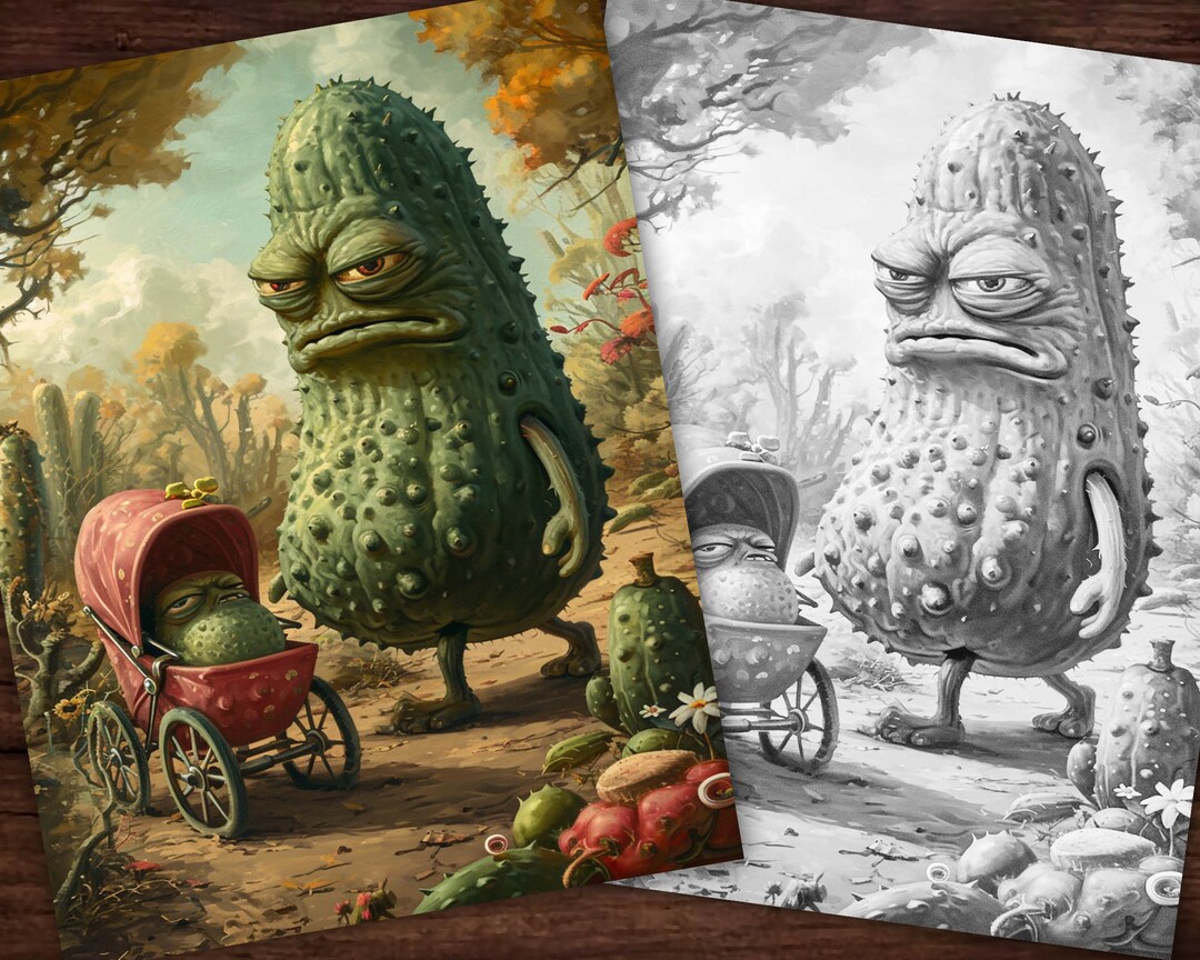 Baby and Me Sir Pickles Cute Coloring Page, Adults Kids Instant ...