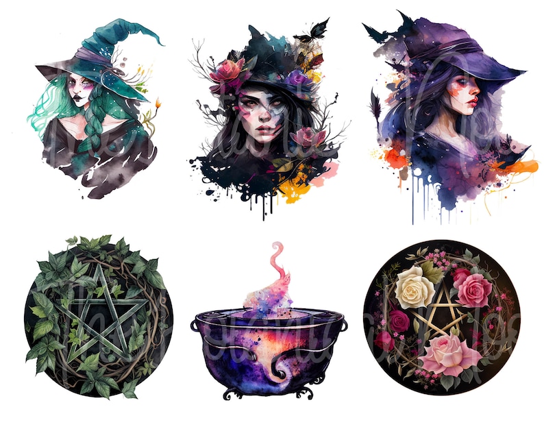 Witch Clipart 15 Graphic Clip Art Png Mystical Png Instant - Etsy