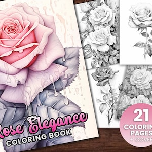 21 Rose Elegance Collection Coloring Page, Adults Kids Instant Download ...