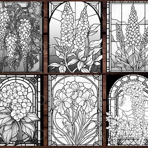 24 Blooming Stained Glass Collection Coloring Book, Adults + Kids ...