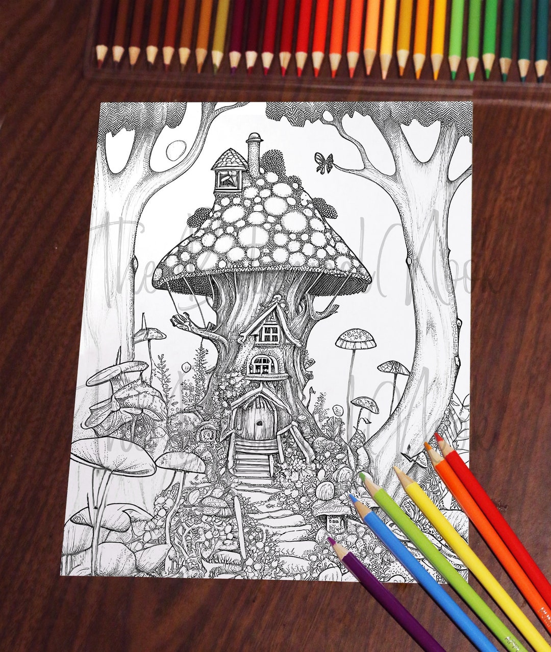 Cute Fairy House Fantasy Coloring Page Adults & Kids - Etsy