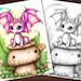 Baby Woodland Dragon #1 Fantasy Coloring Page, Adults + Kids- Instant ...