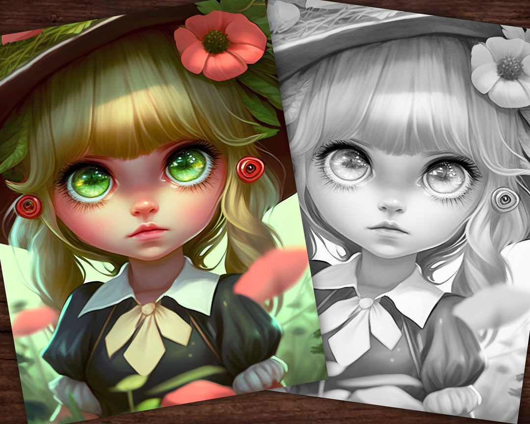 Delicate Meadow Fairy Girl Flower Fantasy Coloring Page, Adults & Kids ...