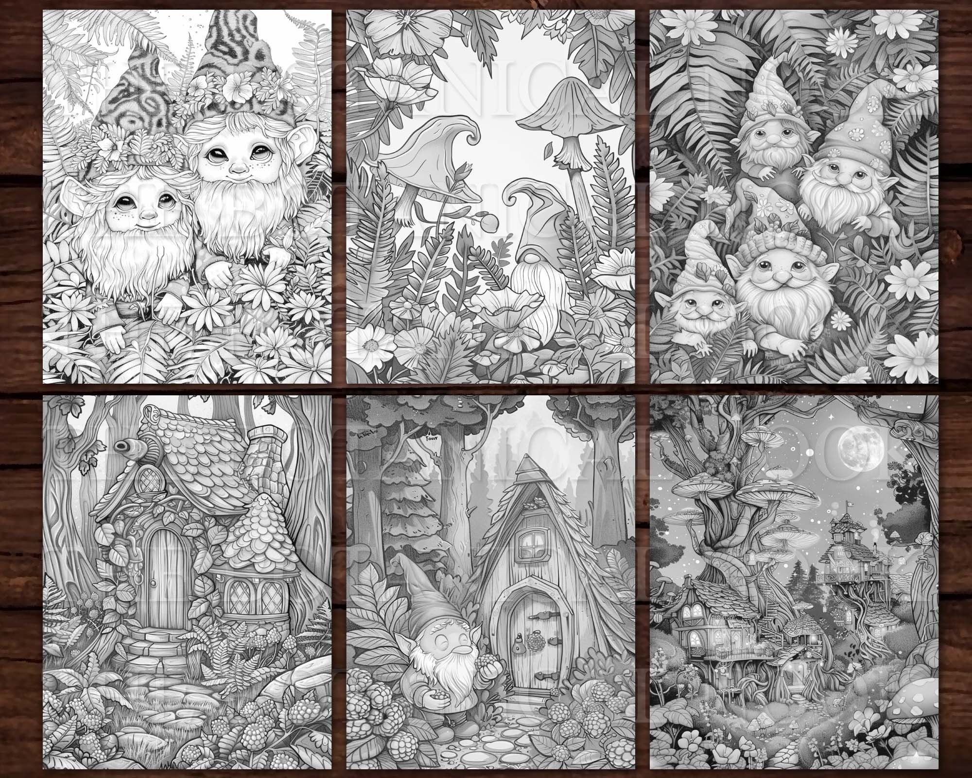 50 Woodland Worlds Coloring Page Book, Adults + Kids Instant Download ...
