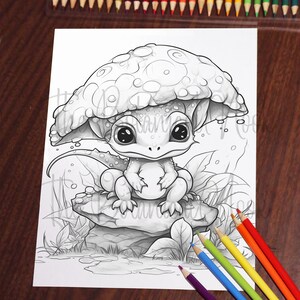 30 Baby Woodland Dragon Fantasy Coloring Page Book, Adults + Kids ...