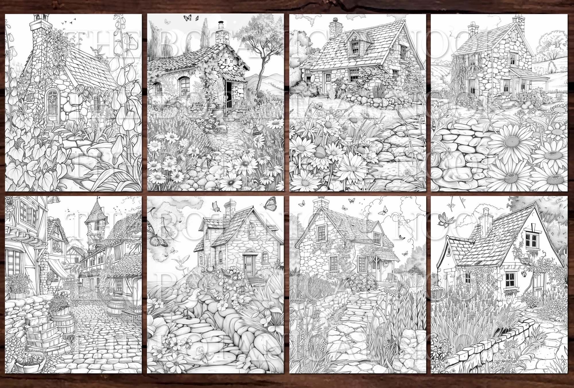 50 Cottage Isle Variety Pack, Coloring Page Book, Adults + Kids Instant ...