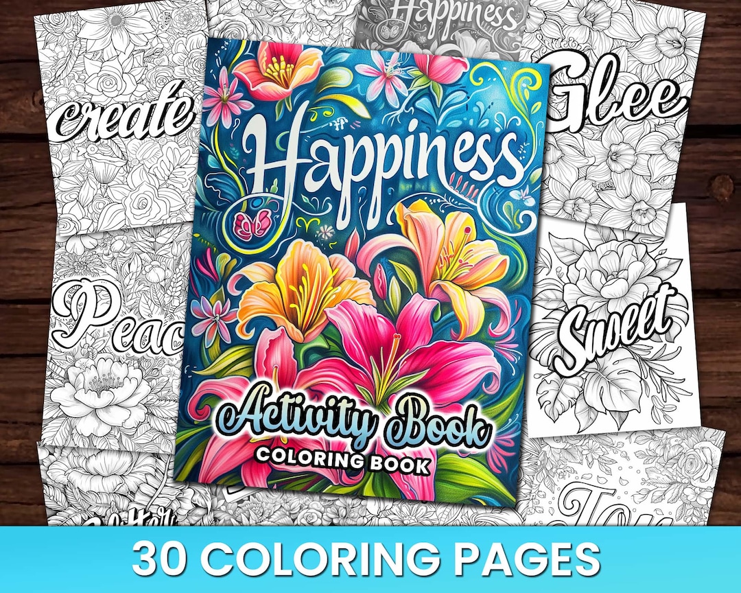 30 Happiness Activity Variety Pack Coloring Pages Book, Adults + Kids ...