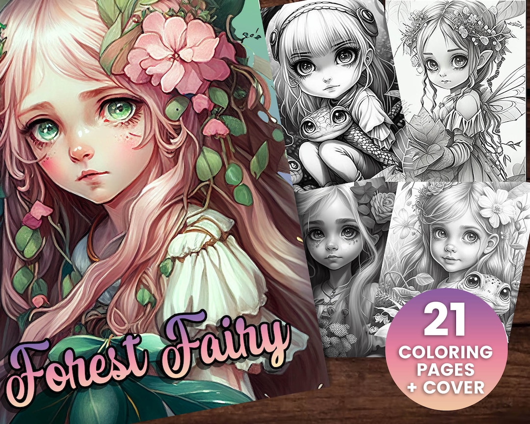Delicate Forest Fairy Girls Fantasy Coloring Book Pt 2 , Adults + Kids ...