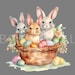 Easter Basket Bunnies Watercolor Clip Art (graphic) Illustration ...