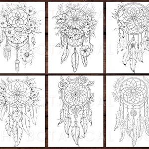26 Dream Catchers Coloring Book, Adults Kids Instant Download ...