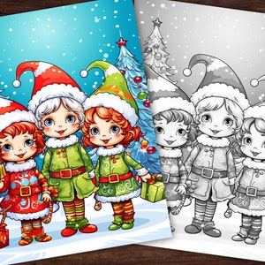 24 Christmas Cuties Animal Coloring Page Book, Adults + Kids Instant ...