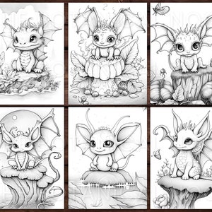 30 Baby Spring Dragon Fantasy Coloring Page Book, Adults + Kids ...