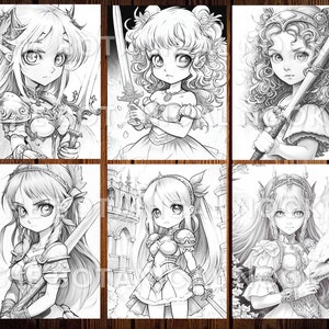 Warrior Princess Girls Fantasy Anime Coloring Page, Adults + Kids ...