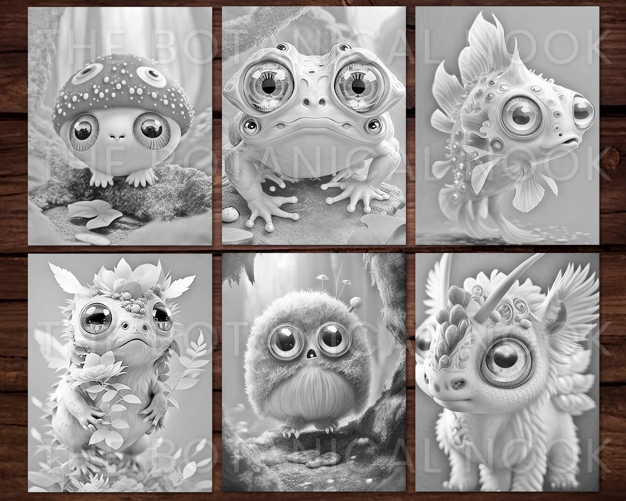 25 Fantastical Critters Creatures Coloring Page Book, Adults + Kids ...