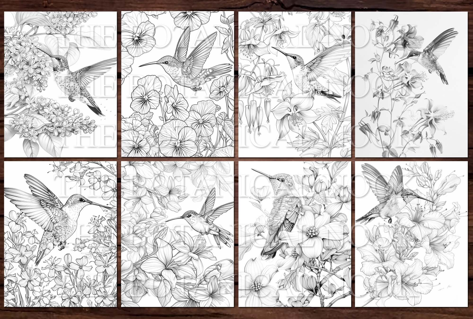 50 Hummingbird Life Cute Variety, Coloring Page Book, Adults + Kids ...