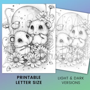 Fairytale Mice Coloring Book, Adults Kids Instant Download -grayscale ...