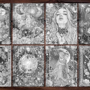 50 Tarot Deck Spiritual Coloring Page Book, Adults + Kids Instant ...