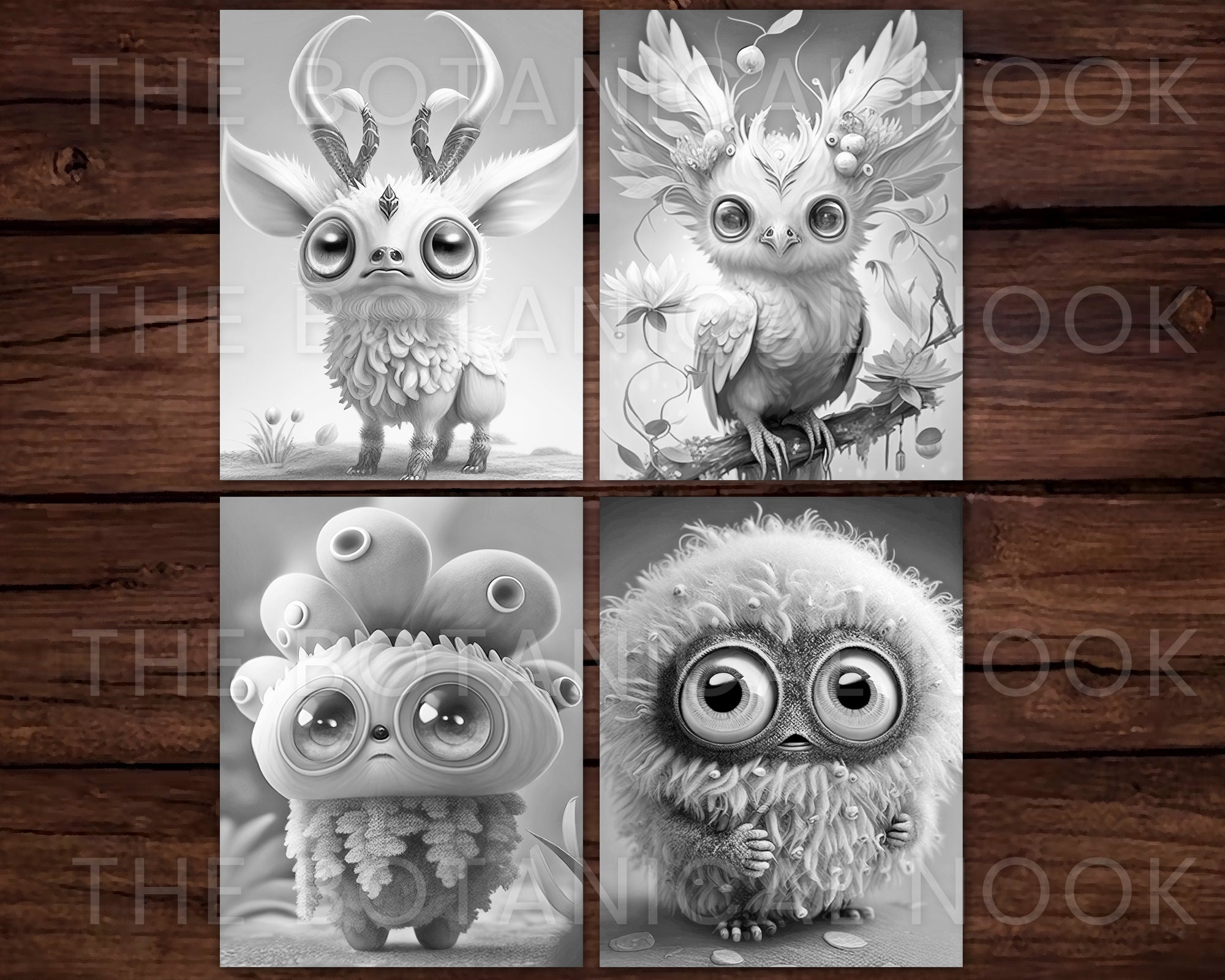 25 Fantastical Critters Creatures Coloring Page Book, Adults + Kids ...