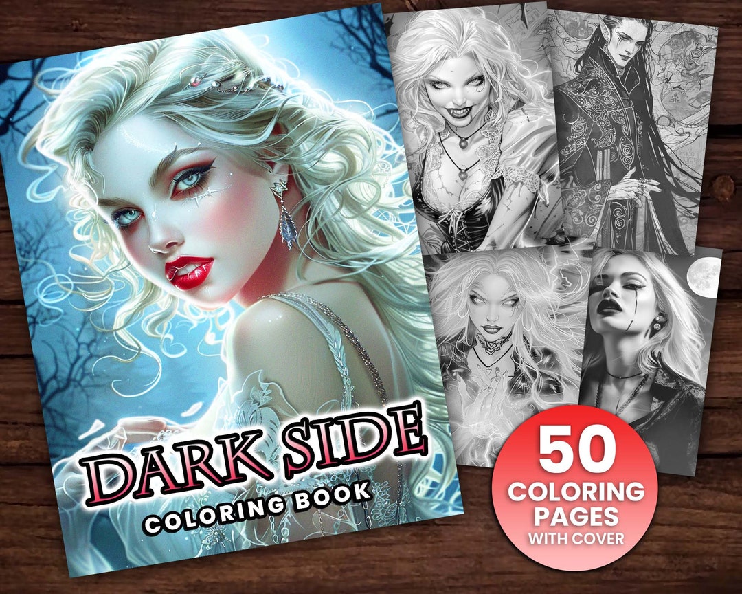 50 Dark Side Vampire Variety, Coloring Page Book, Adults + Kids Instant ...