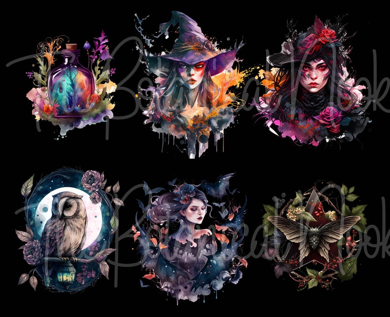 Witch Clipart 15 Graphic Clip Art Png Mystical Png Instant - Etsy