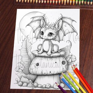 Baby Woodland Dragon #1 Fantasy Coloring Page, Adults + Kids- Instant ...