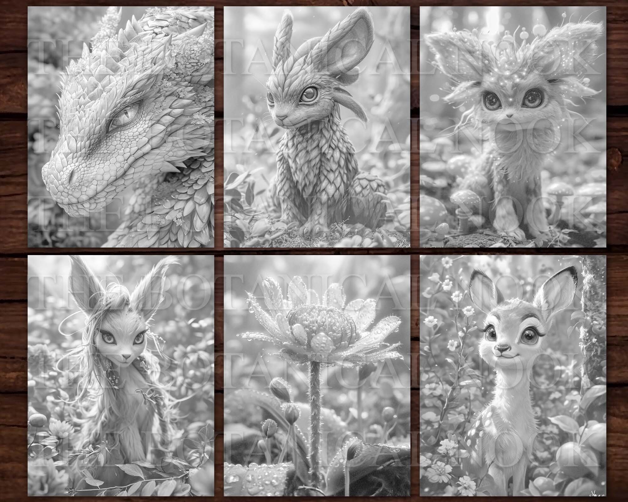30 Fantasy Animals Variety Pack Coloring Pages Book, Adults + Kids ...