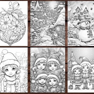 24 Christmas Cuties Animal Coloring Page Book, Adults + Kids Instant ...