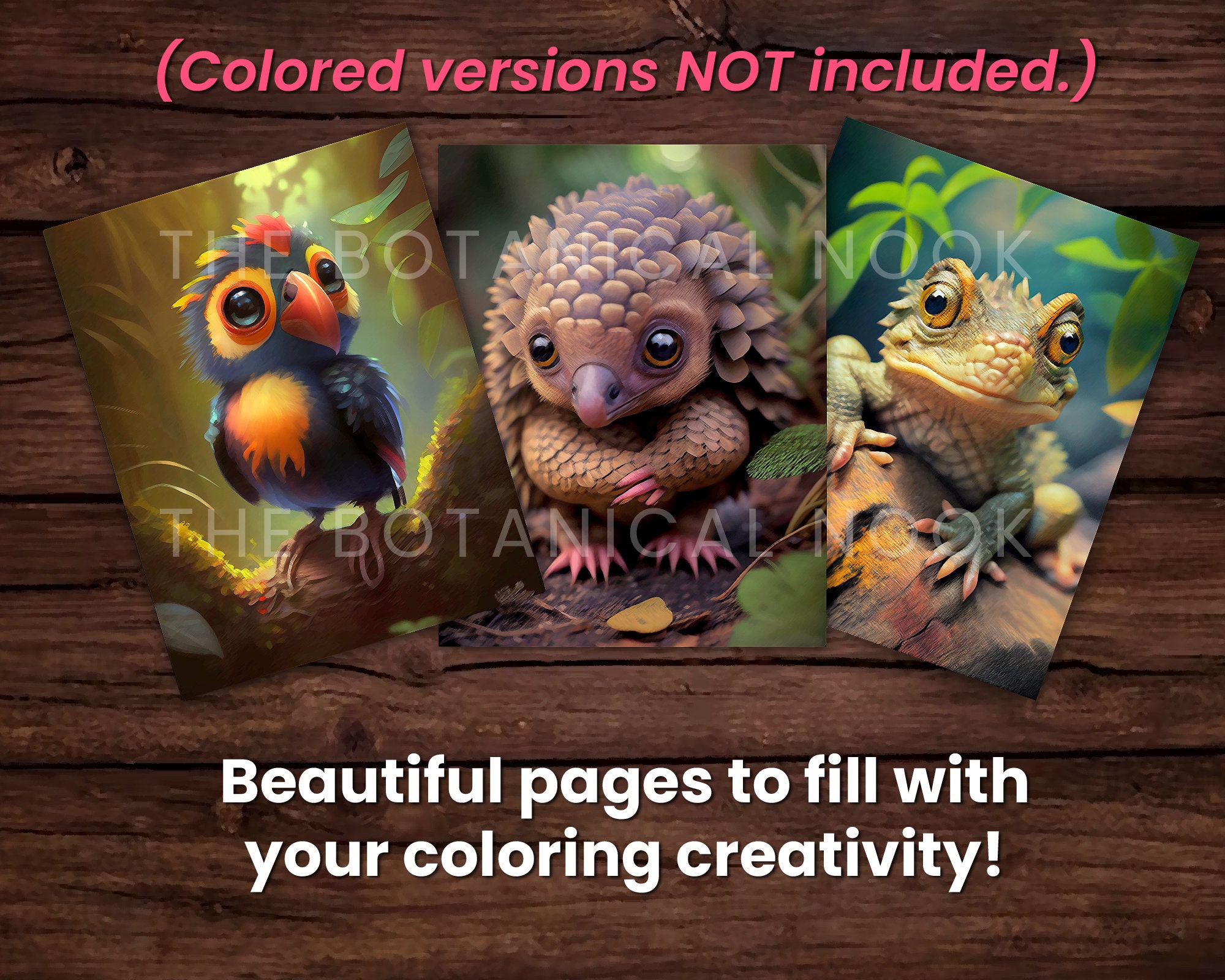 20 Baby Jungle Animals Cute Coloring Page Book Adults Kids - Etsy Canada