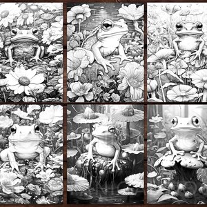 22 Frogs Cute Coloring Page Book, Adults + Kids- Instant Download ...