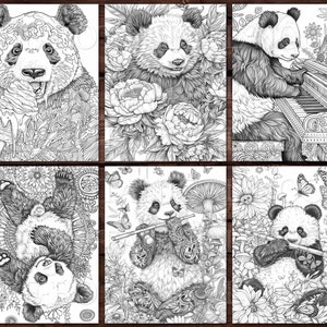 30 Fun Panda Cute Coloring Page Book, Adults + Kids Instant Download ...
