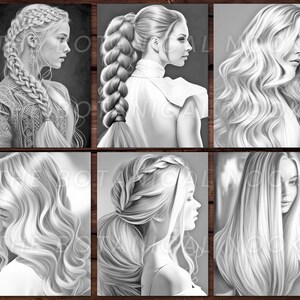 Beautiful Hair Coloring Page Book, Adults + Kids Instant Download ...